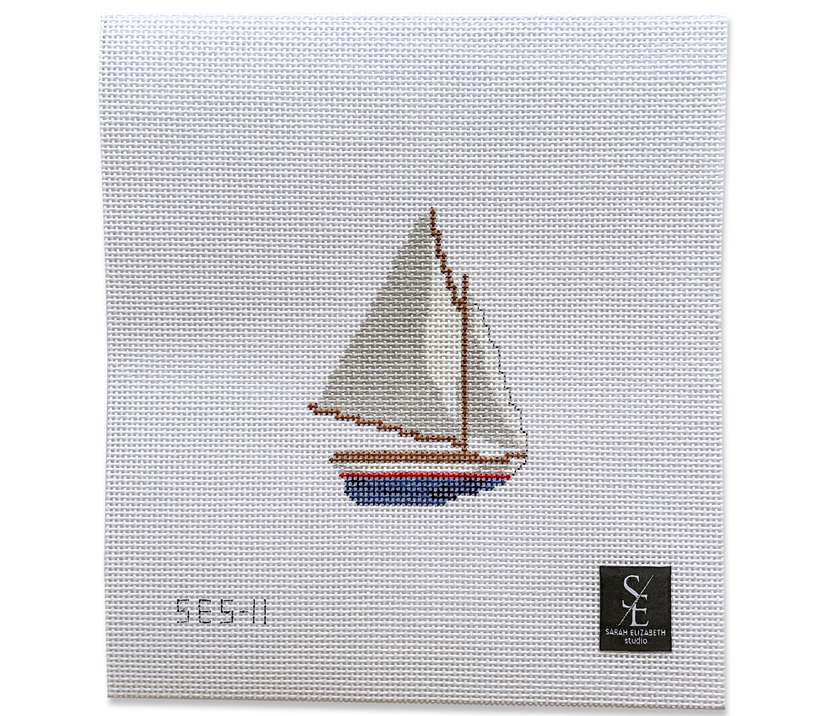 Navy Sailboat Needlepoint Canvas – Sarah Elizabeth Studio